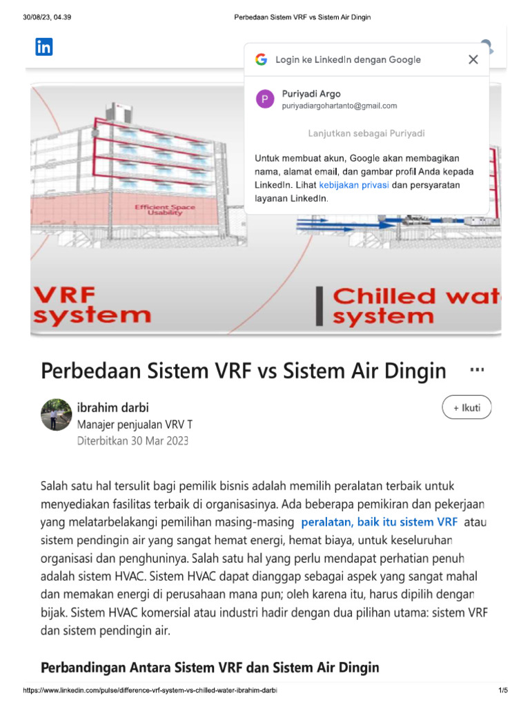 Perbedaan Sistem VRF Vs Sistem Air Dingin | PDF