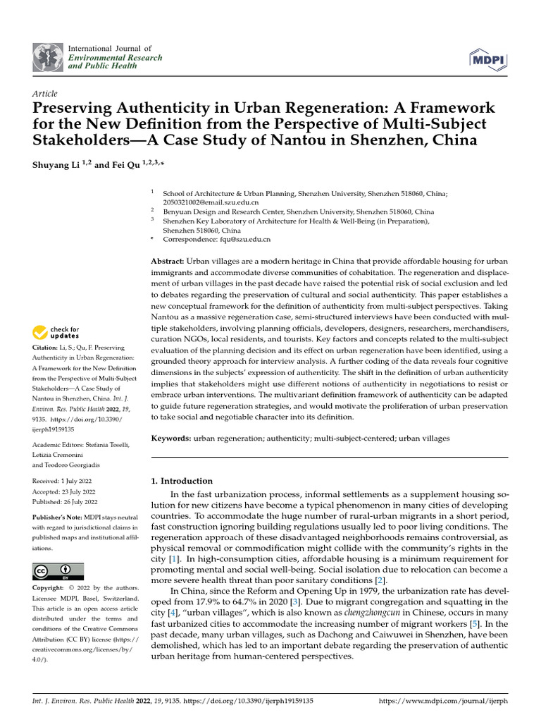 Preserving Authenticity in Urban Regeneration A FR | PDF | Evaluation ...