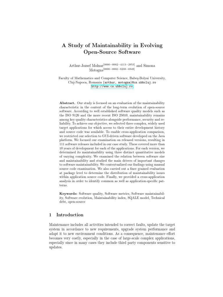 Study Maintain Ability Floss Molnar | PDF | Software Quality | Software