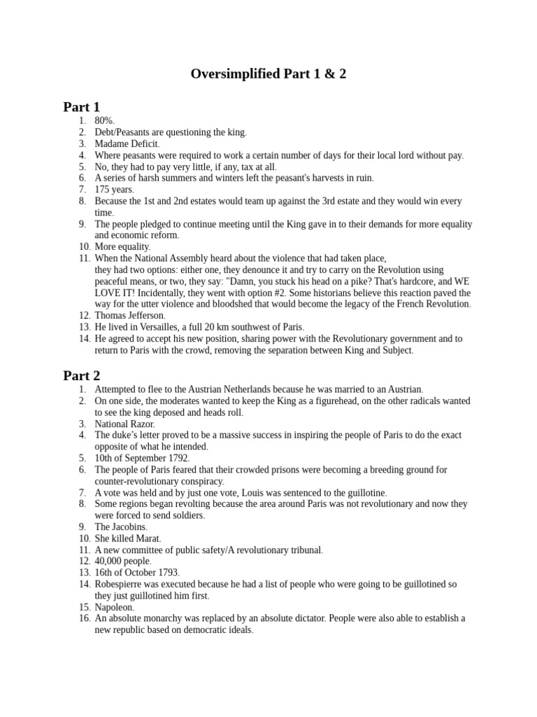 Oversimplified Part 1 & 2 | PDF | French Enlightenment | French Revolution