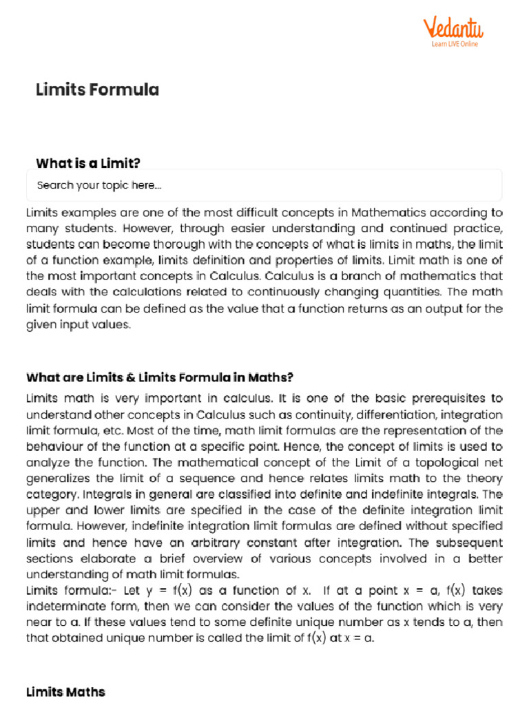 Limits Formula | PDF