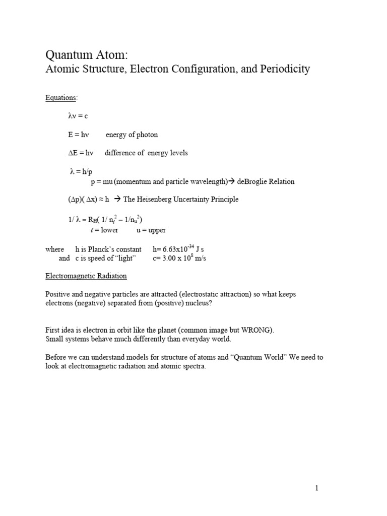 Quantum Atom: Structure & Electron Configurations | PDF ...