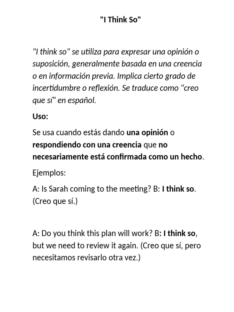 I Think So VS I Agree | PDF