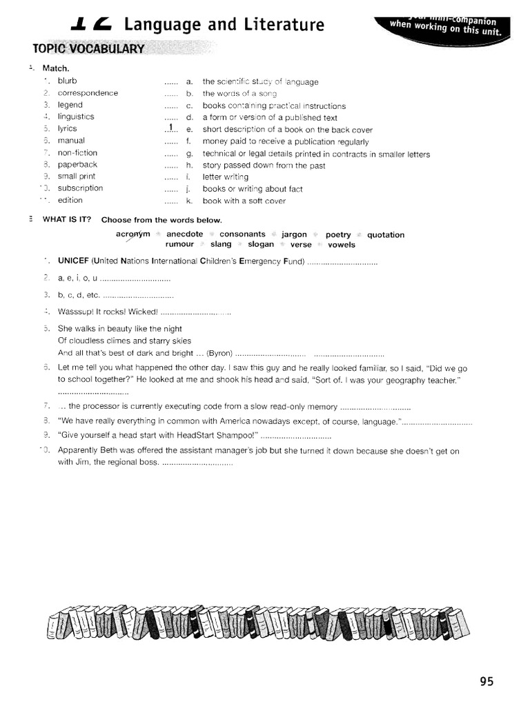 Vocab. Language and Literature. KEY | PDF | Linguistics | Languages