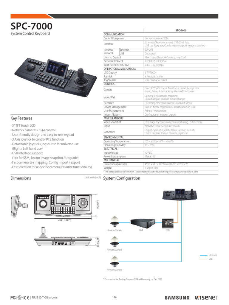 Controlador para Domos Ip SPC-7000 | PDF | Usb | Computer Keyboard