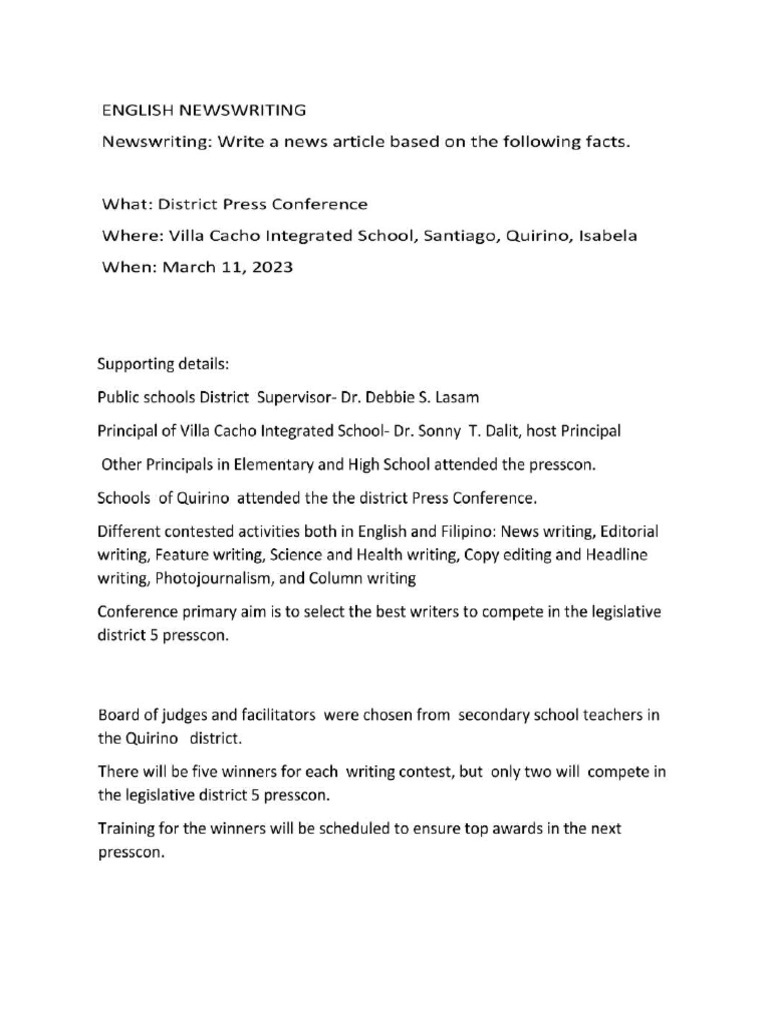News Writing Fact Sheet | PDF