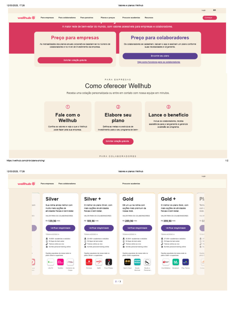 Planos e Preços do Wellhub | PDF