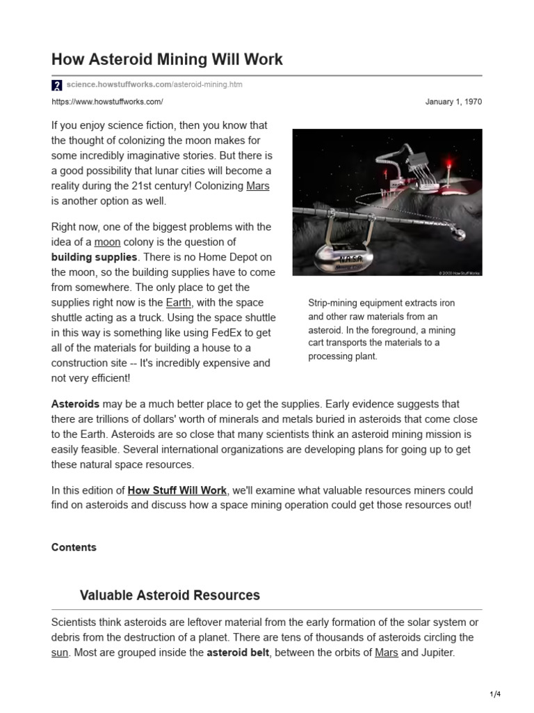 How Asteroid Mining Will Work | PDF | Asteroid | Space Colonization