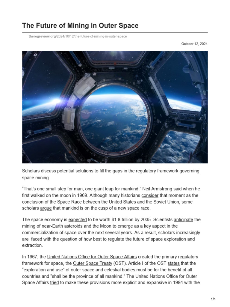 theregreview.org-The Future of Mining in Outer Space | PDF | Outer Space