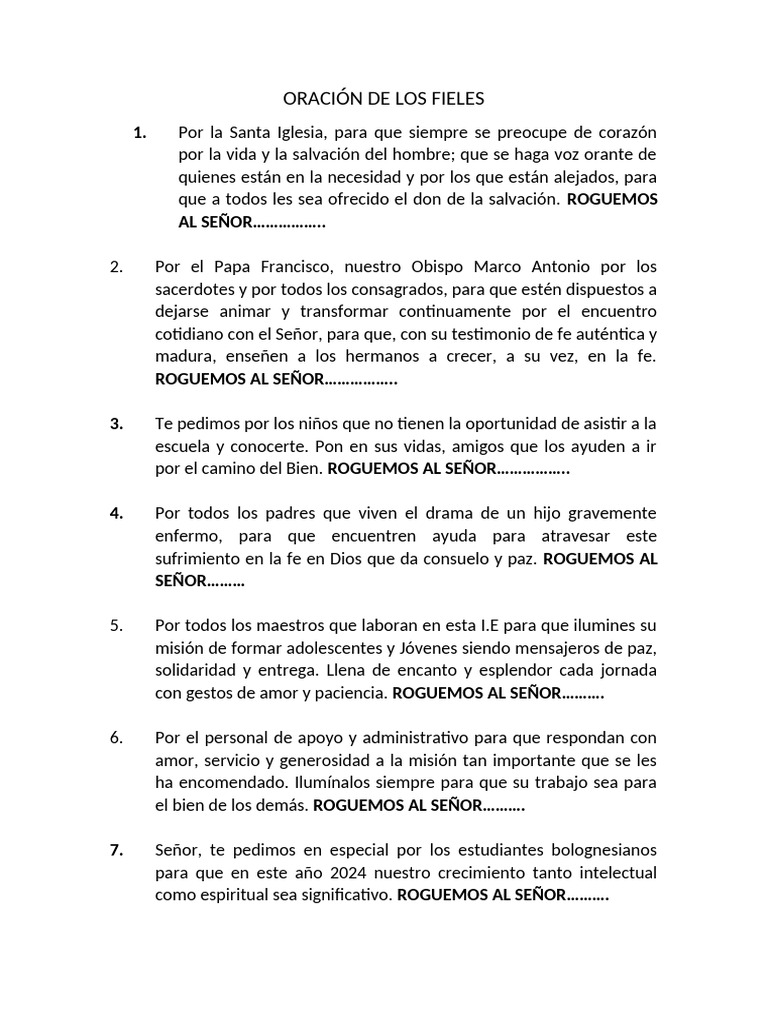 Oración de Los Fieles | PDF