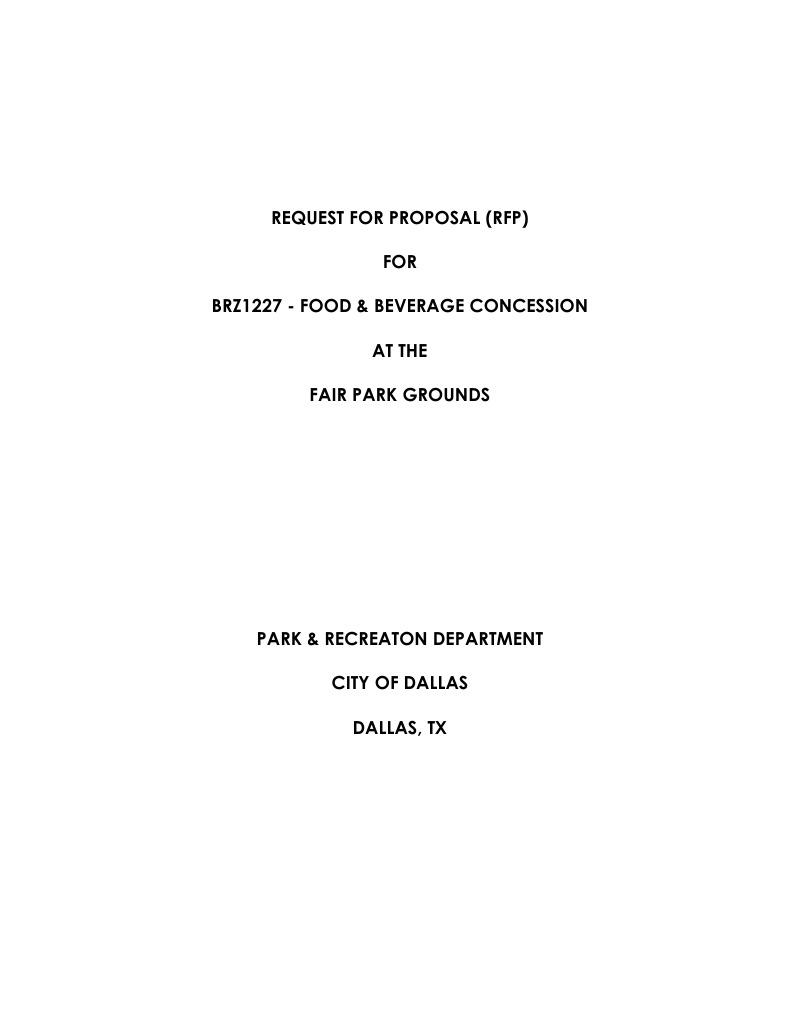RFP For Food & Beverage Concessions at Fair Park | PDF | Request For ...