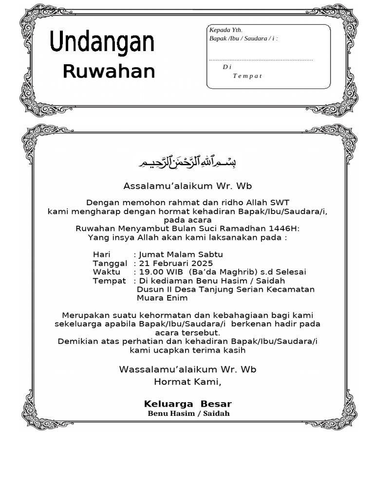 Undangan Ruwahan | PDF
