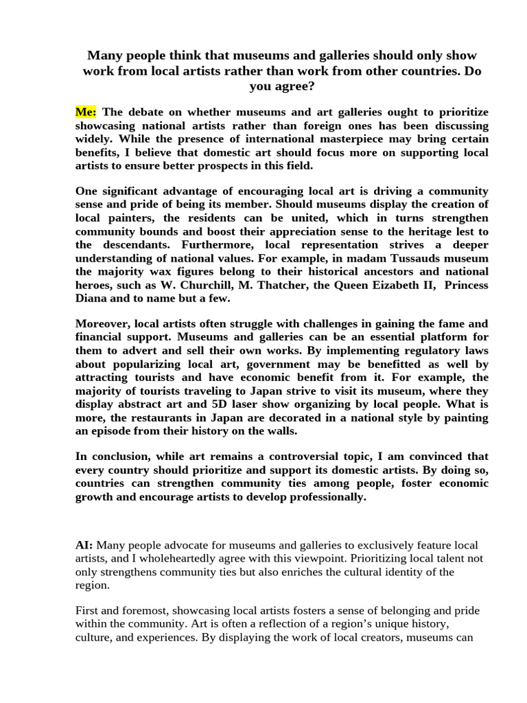 Opinion Essay | PDF | Museum | Creativity