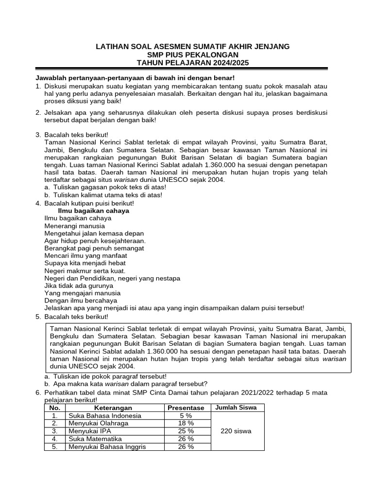 LATIHAN SOAL ASAJ URAIAN 4 | PDF