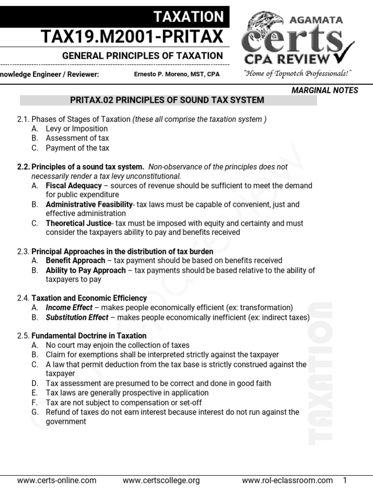 Principles of Sound Tax System Explained | PDF | Taxes | Taxation
