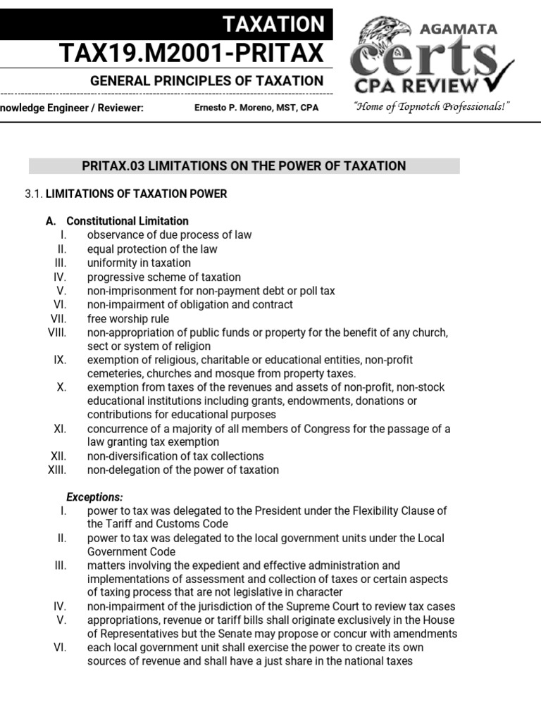 Limitations On The Power of Taxation | PDF | Taxes | Tax Exemption
