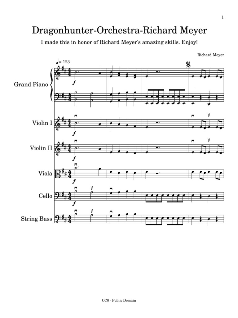 Dragon Hunter Orchestra Sheet Music | PDF | Violin | String Instruments