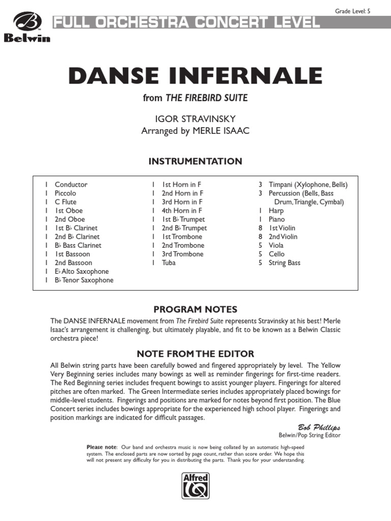 Danse Infernale Instrumentation Guide | PDF | Orchestras | Trombone