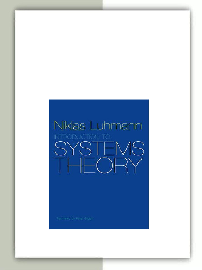 Introduction To Systems Theory Niklas Luhmann PDF Download | PDF