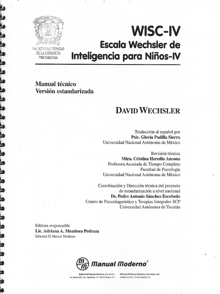 Manual Teórico WISC-IV Completo | PDF