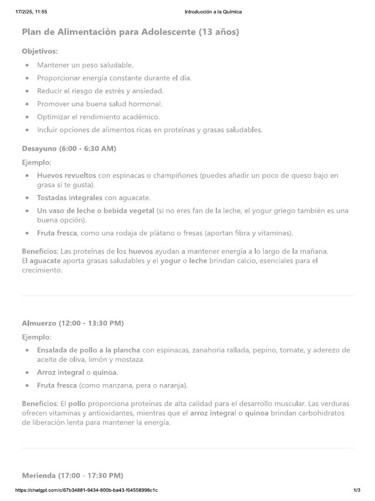 Plan Alimentario y de Descanso | PDF