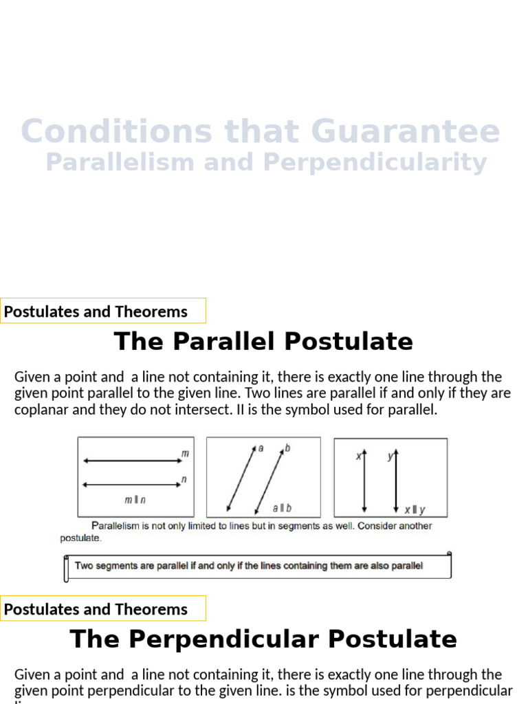 Conditions That Guarantee Parallelism and Perpendicularity | PDF ...