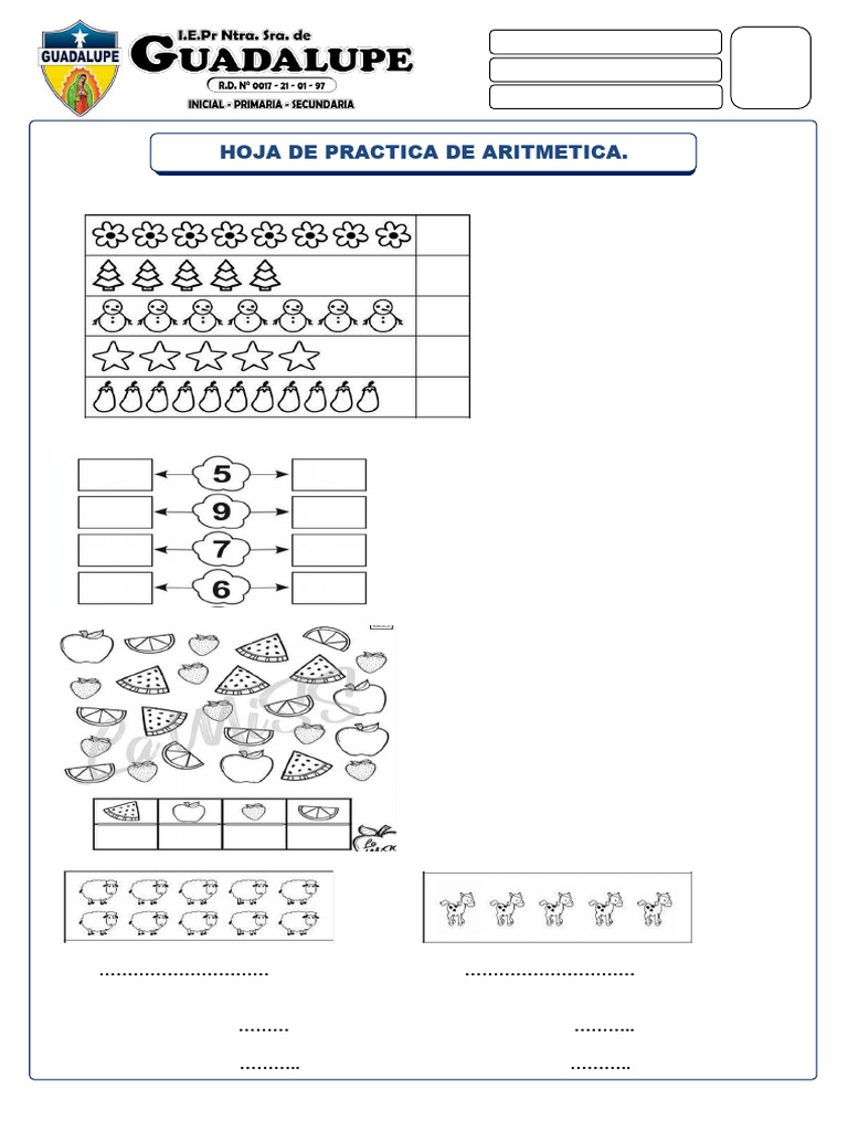 Hoja de Practica de Aritmetica | PDF