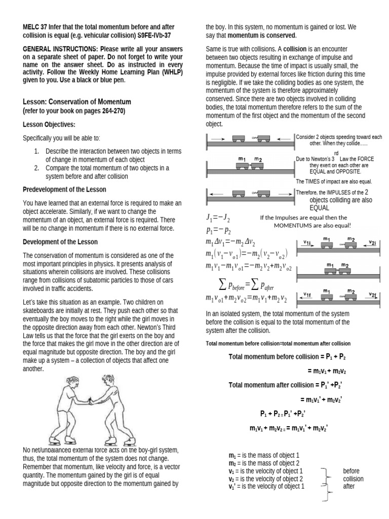 4 Infer That The Total Momentum Before and After Collision | PDF ...