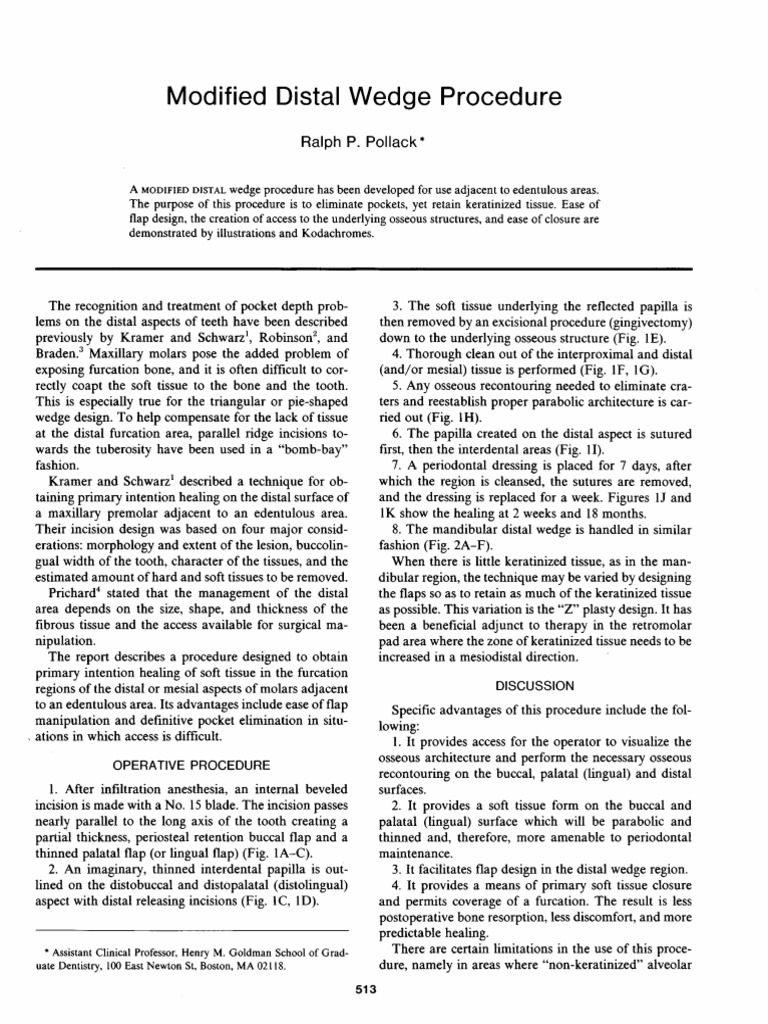 Modified Distal Wedge Procedure Explained | PDF | Dentistry | Medical ...