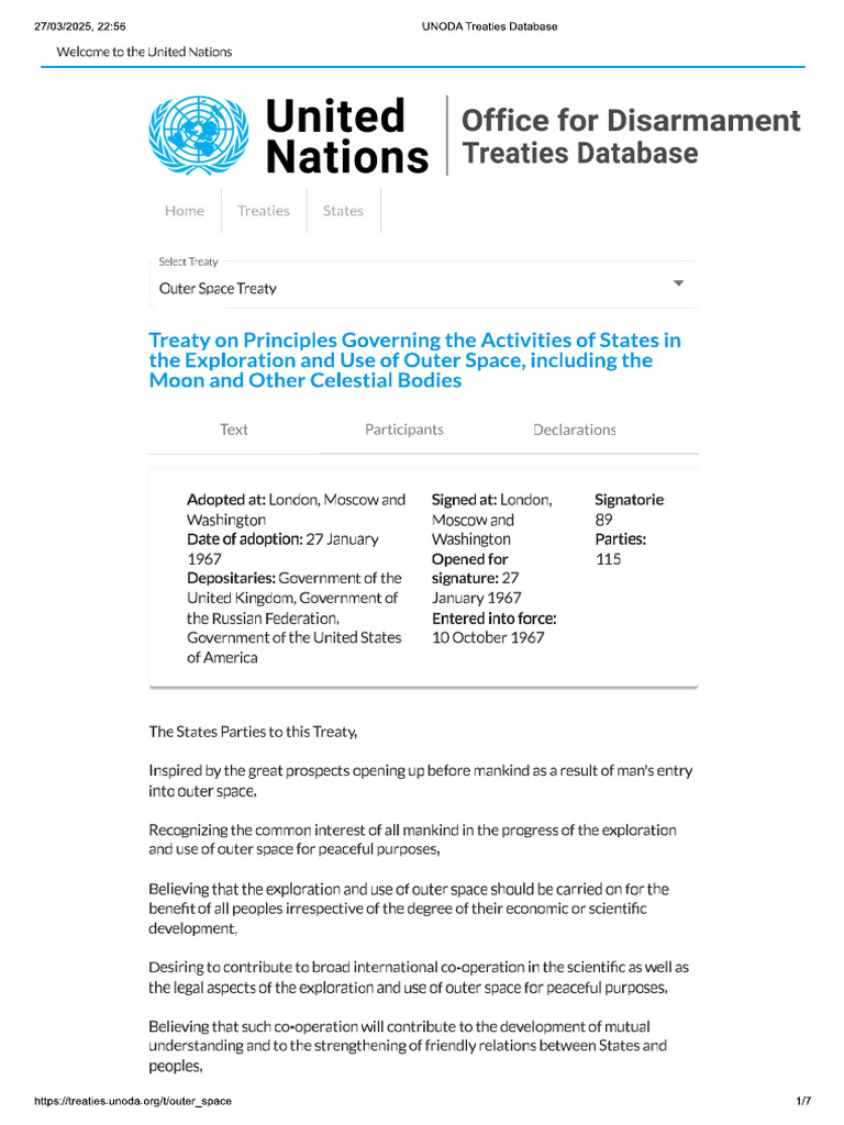 Treaty On Principles Governing The Activities of States in The ...