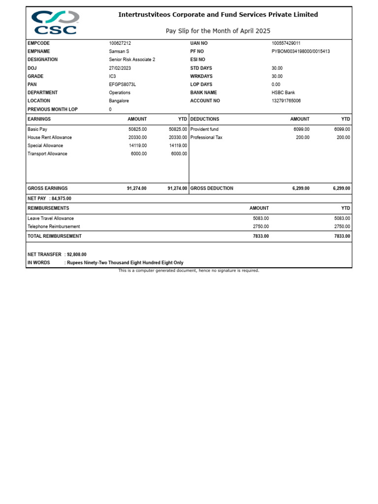 Payslip Apr2025 | PDF | Taxes | Government Finances