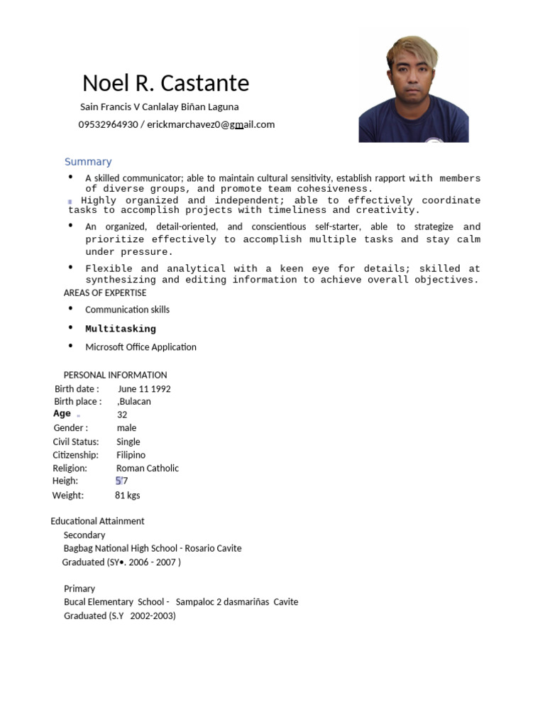 Noel Resume | PDF
