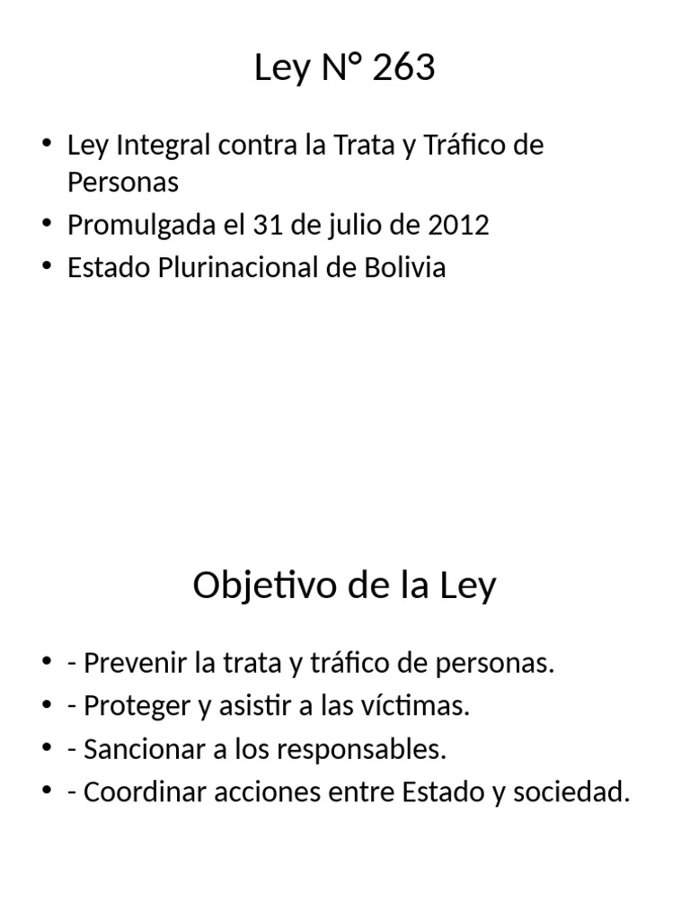 Ley 263 Trata Trafico Personas | PDF