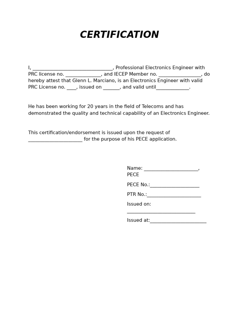 PECE Certification for Glenn L. Marciano | PDF