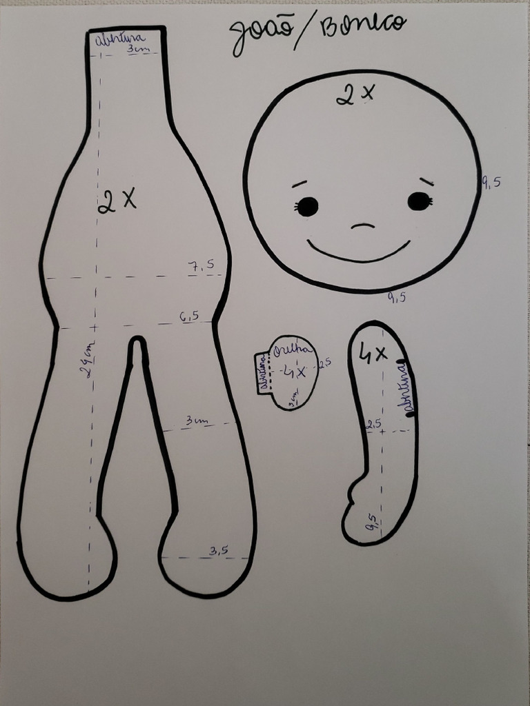 BONECO JOÃO - Moldes Corpo | PDF