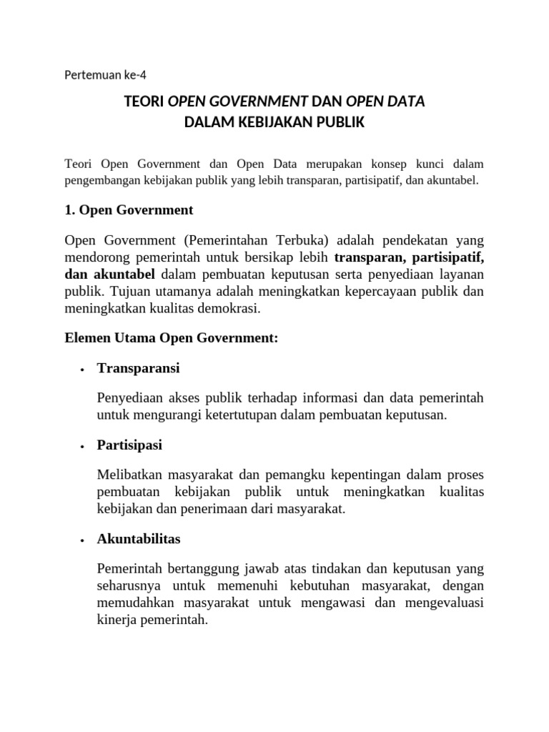 Teori Teori Open Government Dan Open Data | PDF