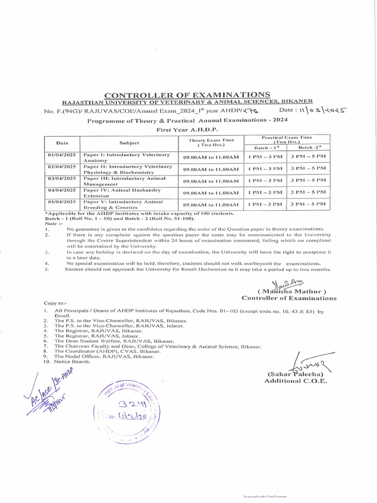 1st Yr AHDP TT | PDF