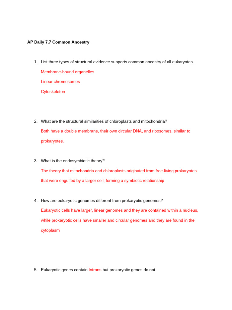 Copy of AP Daily 7.7 Common Ancestry | PDF