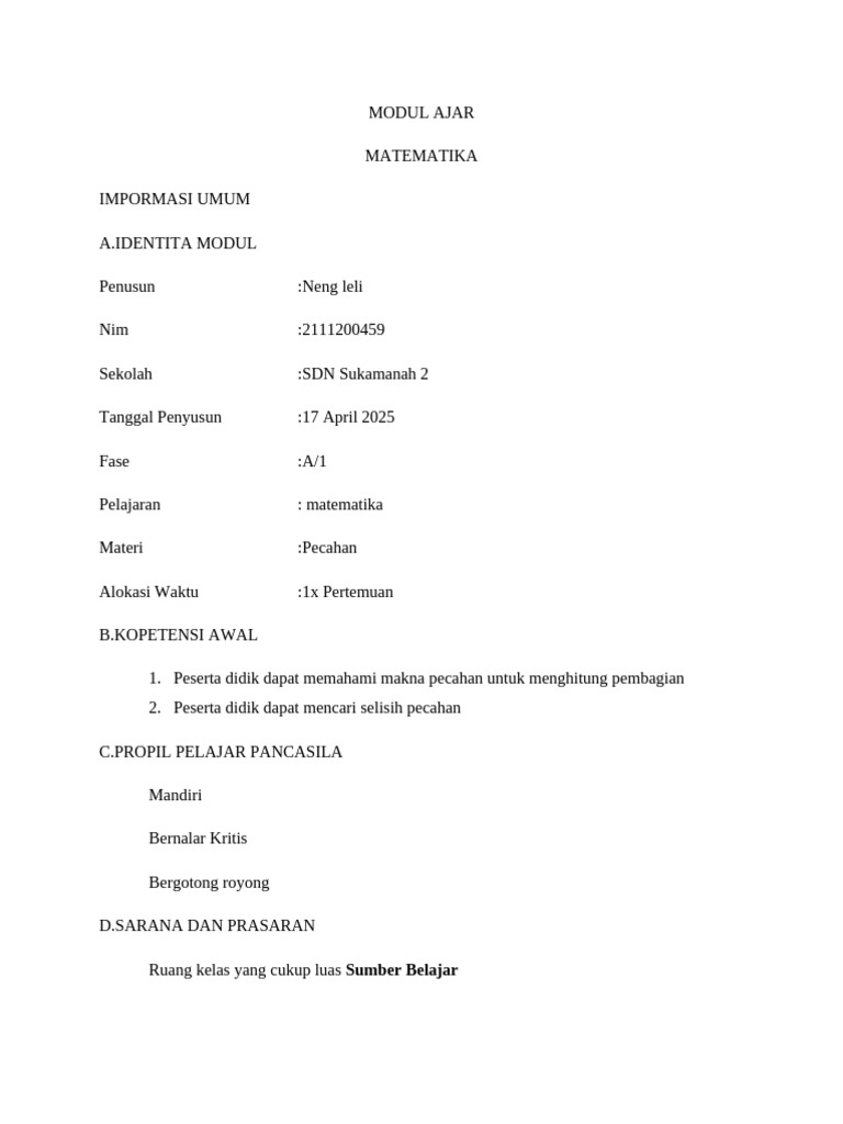 Modul Ajar Penelitian SDN Sukamanah | PDF