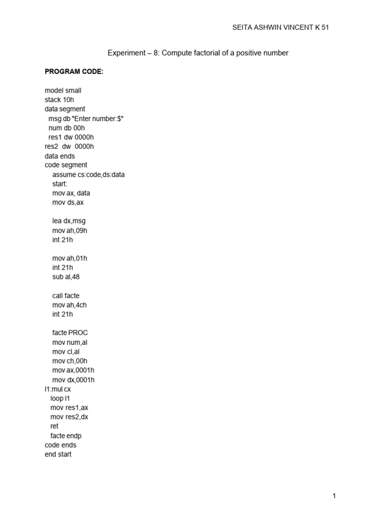 MPL Exp8-Ashwin | PDF | Integer (Computer Science) | Office Equipment