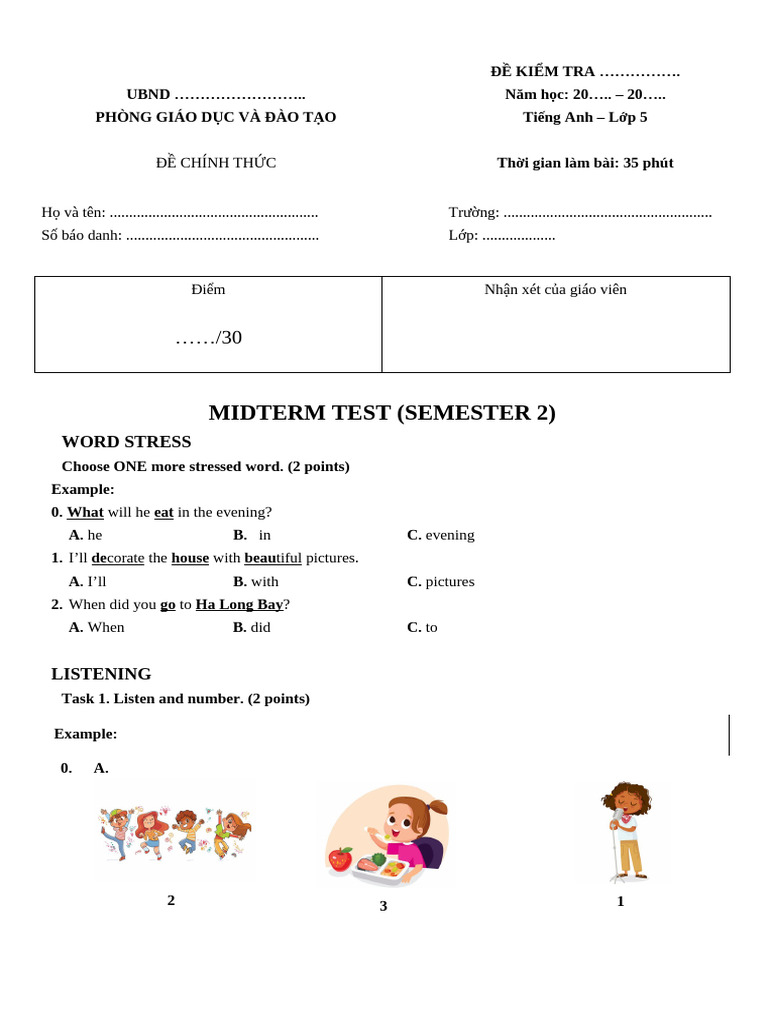 Midterm Test (Semester 2) - Test 1 | PDF