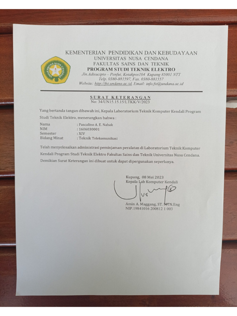 Surat Bebas Lab Paschalino Nahak | PDF