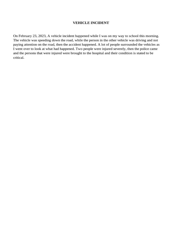 Vehicle Incident Report | PDF