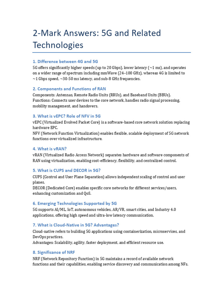 5G Technology 2mark Answers | PDF