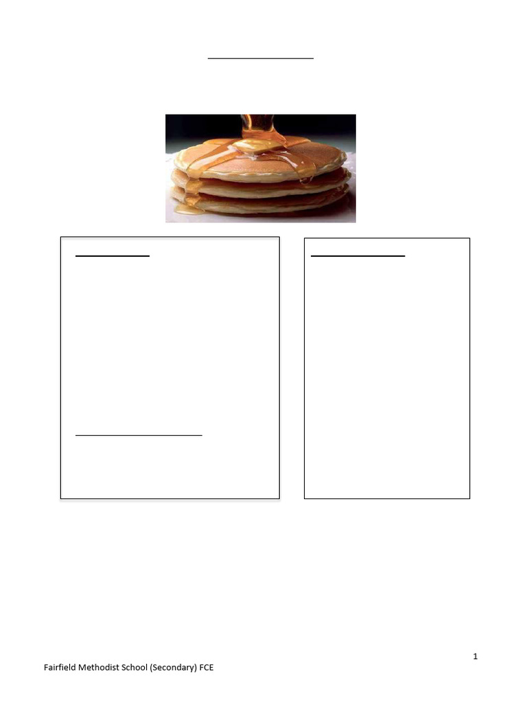 Rafol Gabriel Legaspi (FMSS) - Pancakes - Recipe Worksheet | PDF ...