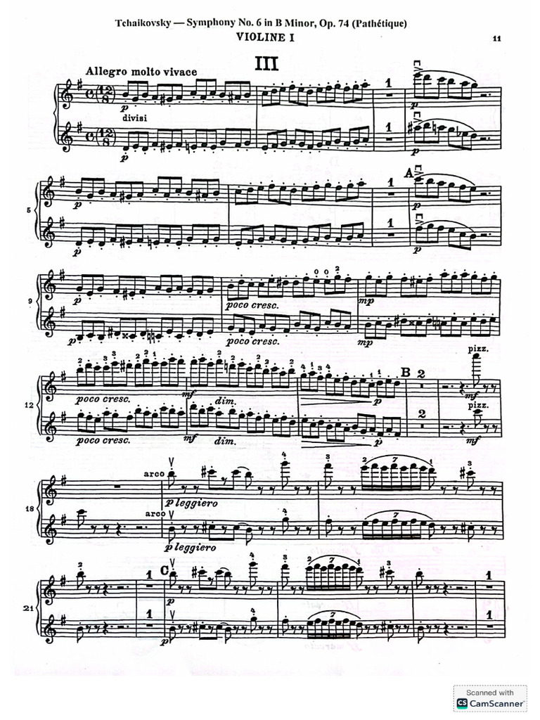 Tchaik Symphony 6 MVM 3 Violin 1 | PDF
