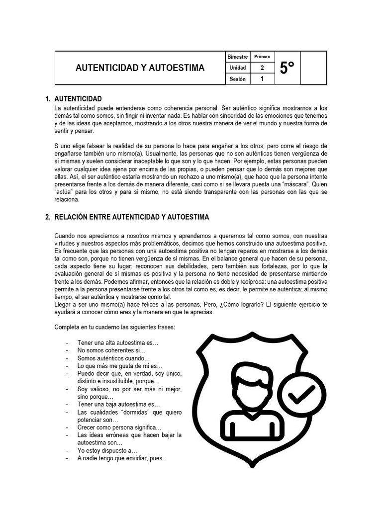 DPCC 5° Ii Unidad I Bimestre | PDF | Pensamiento | Autoestima