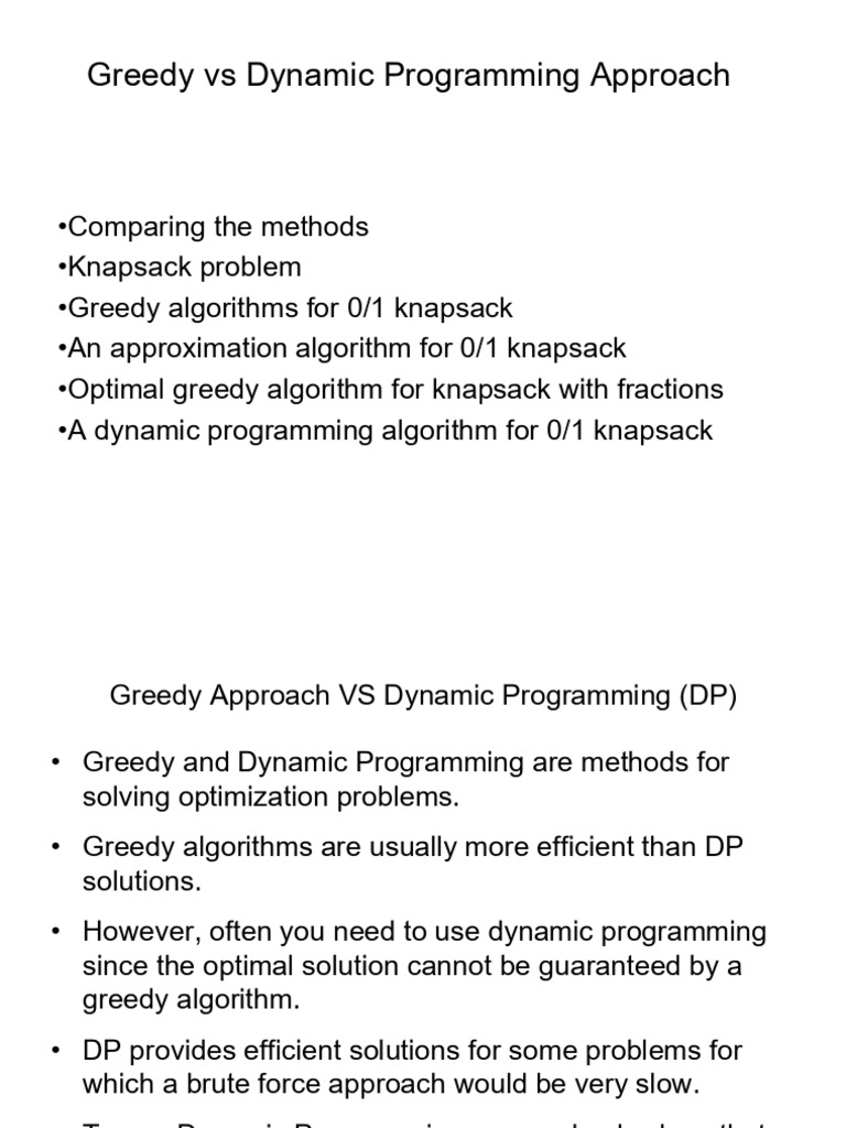 4. 0-1 knapsack for class | PDF | Dynamic Programming | Mathematical Optimization
