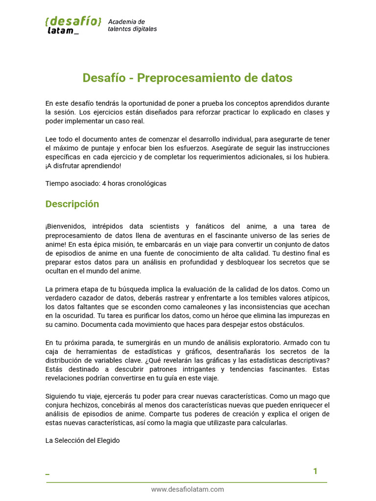 02 D Desafío - Preprocesamiento de Datos | PDF