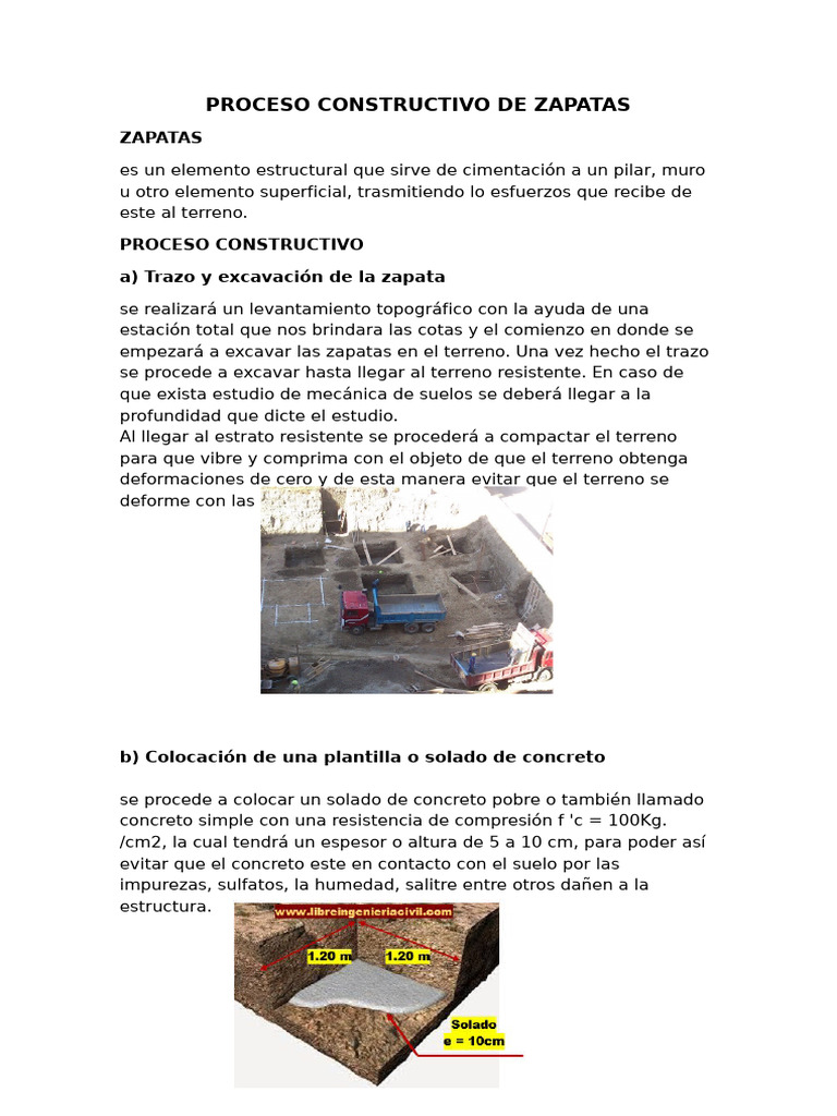Proceso Constructivo de Zapatas y Cimientos | PDF | Fundación ...